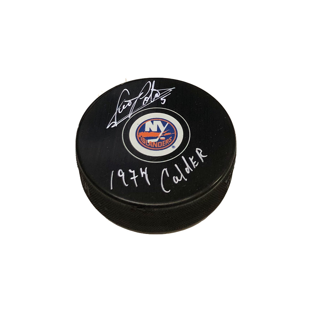DENIS POTVIN Signed New York Islanders Puck - 1974 Calder - NHL Auctions