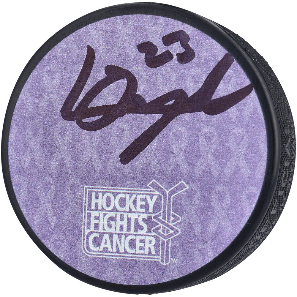 Lucas Raymond Detroit Red Wings Autographed Hockey Fights Cancer Logo ...