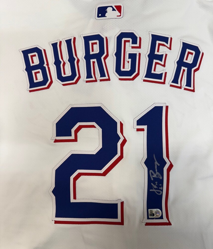 Jake Burger Autographed Rangers Authentic Jersey | MLB Auctions