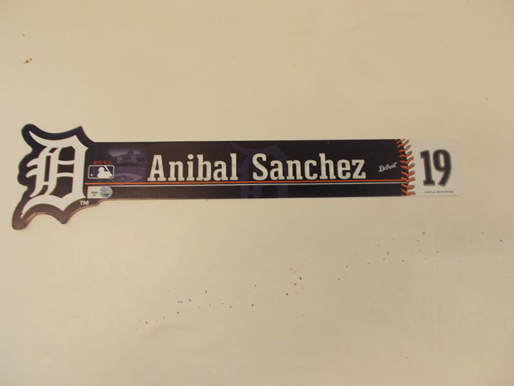 Tigers Authentics: 2012 ALDS Anibal Sanchez #19 Locker Name Plate | MLB ...
