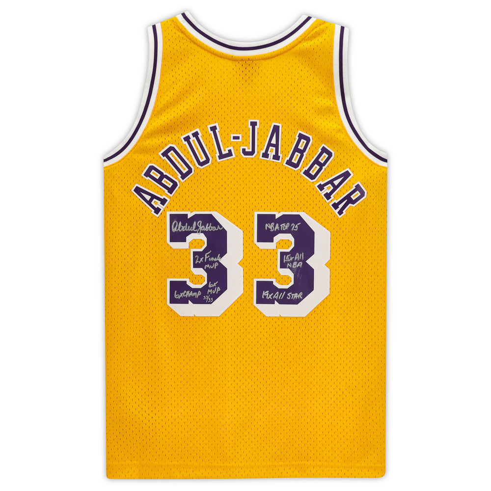 Kareem Abdul-Jabbar Los Angeles Lakers Autographed & Inscribed Mitchell ...
