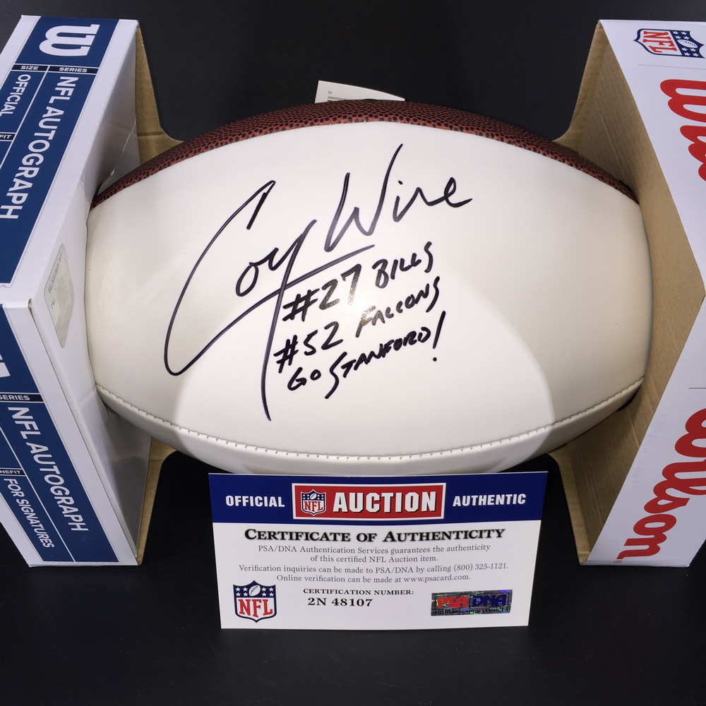 NFL - Bills Coy Wire Signed Panel Ball w/ Bills, Falcons, Go Stanford ...