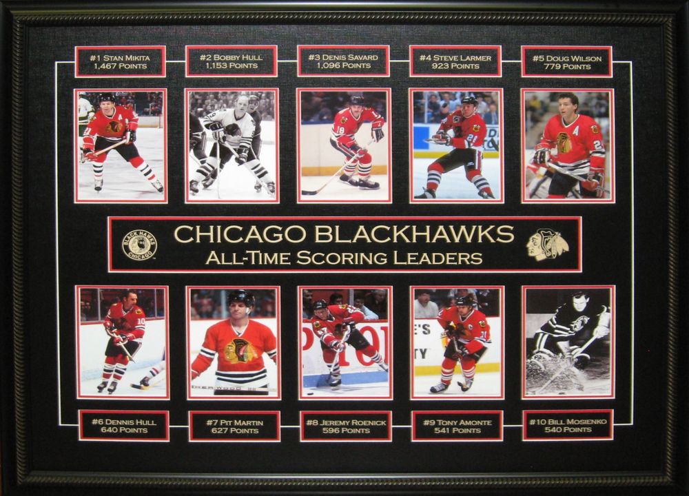 Chicago Blackhawks - Framed All Time Leading Scorers Top 10 - NHL Auctions