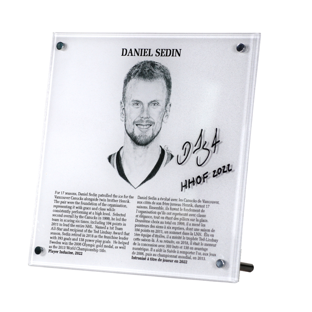 Daniel Sedin Autographed Legends Line Honoured Member Plaque - Limited ...