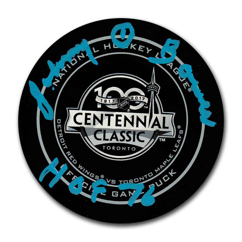 Johnny Bower Autographed 2017 Centennial Classic Official Game Puck ...