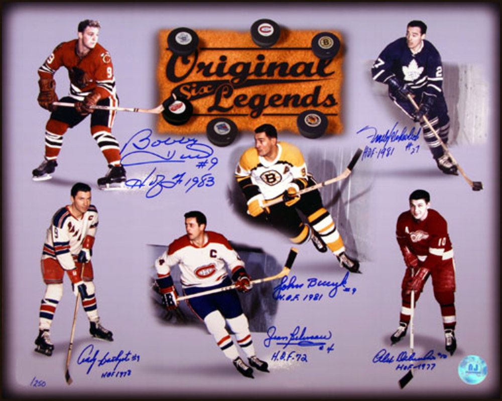 Original Six Legends Signed 16x20 Print #/250 *Jean Beliveau, Bobby ...