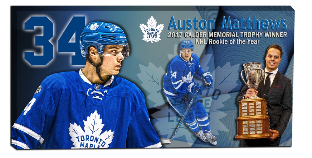 Auston Matthews - 14x28" Canvas Rookie of the Year Toronto Maple Leafs ...