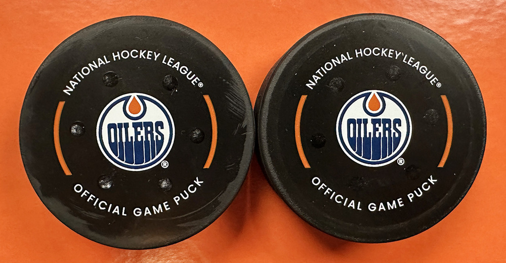 Jack McBain #22 & Shayne Gostisbehere #14 - Arizona Coyotes Goal Pucks ...