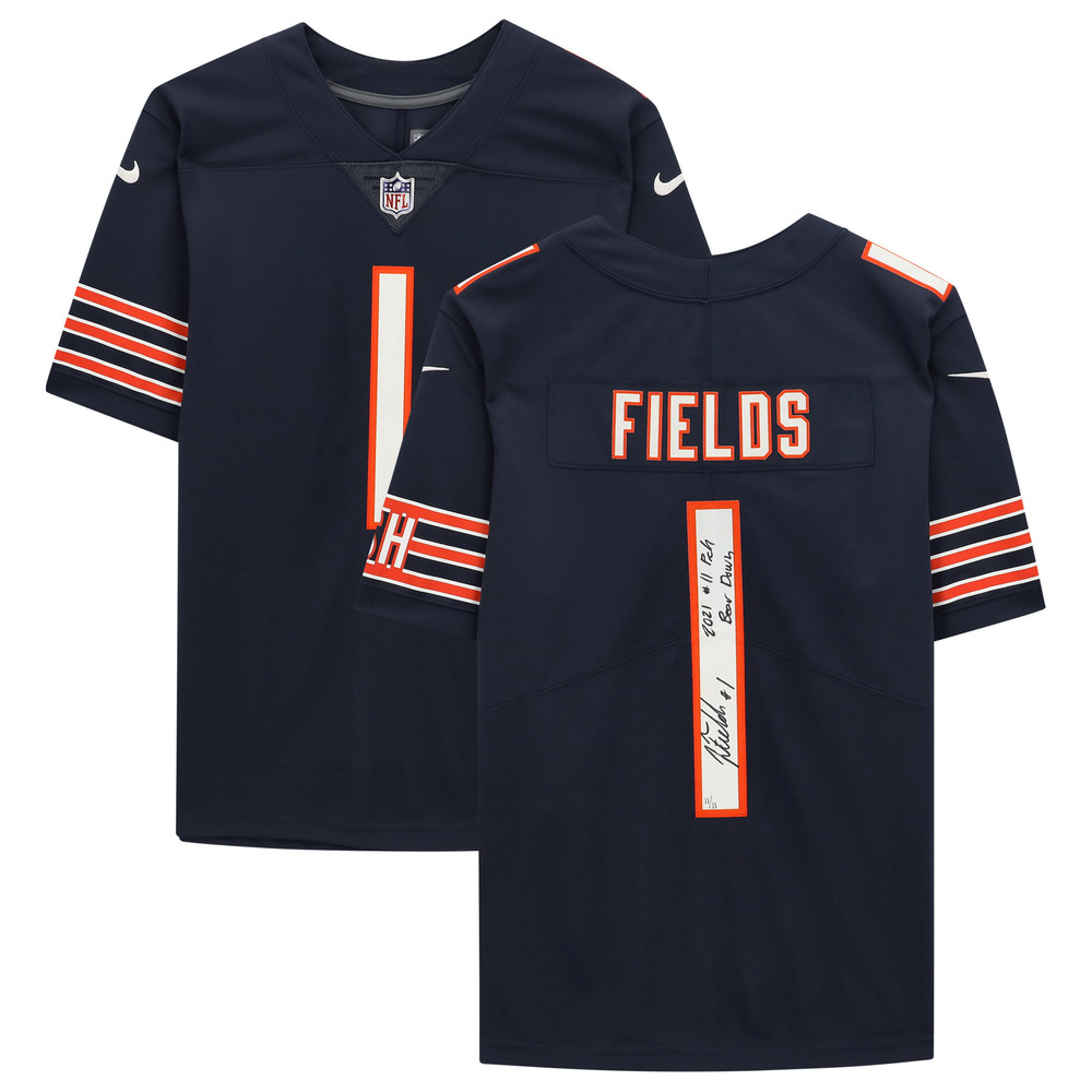 Justin Fields Chicago Bears Autographed & Inscribed Nike #1 Limited ...