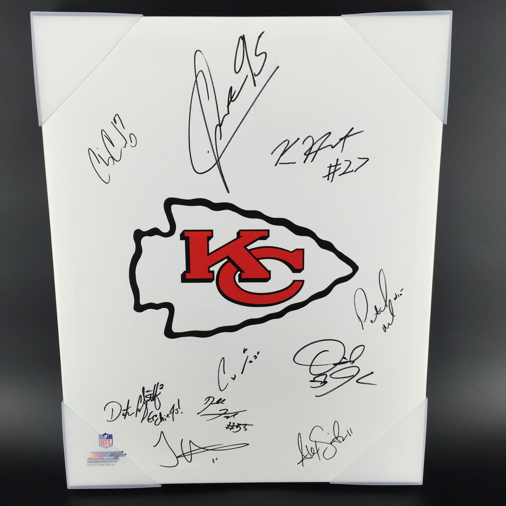 Chiefs - Signed 11""X14"" Chiefs Logo Canvas Including: Patrick Mahomes ...