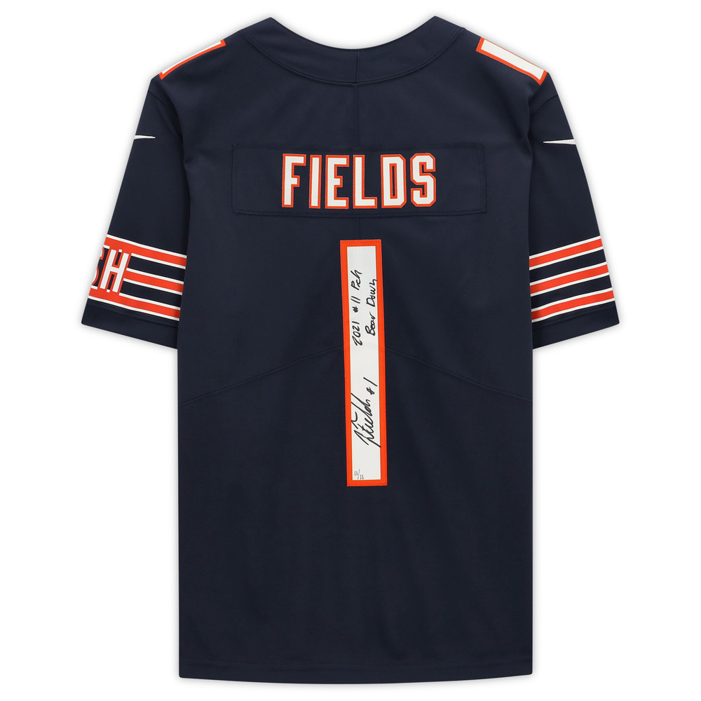 Justin Fields Chicago Bears Autographed & Inscribed Nike #1 Limited ...