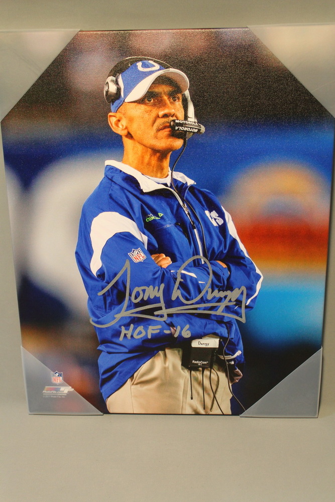 HOF - COLTS TONY DUNGY SIGNED 16X20 CANVAS PRINT | The official auction ...