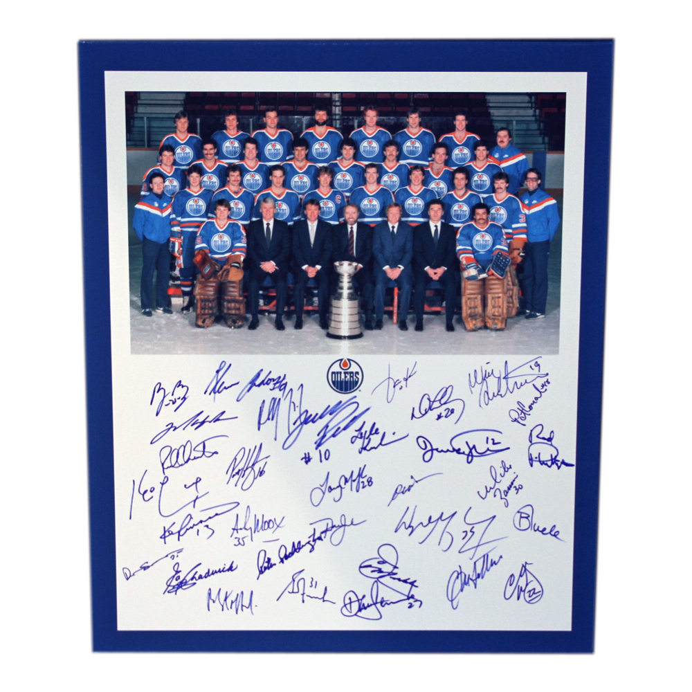 1984 Edmonton Oilers Stanley Cup Champions Team Signed Canvas Team ...