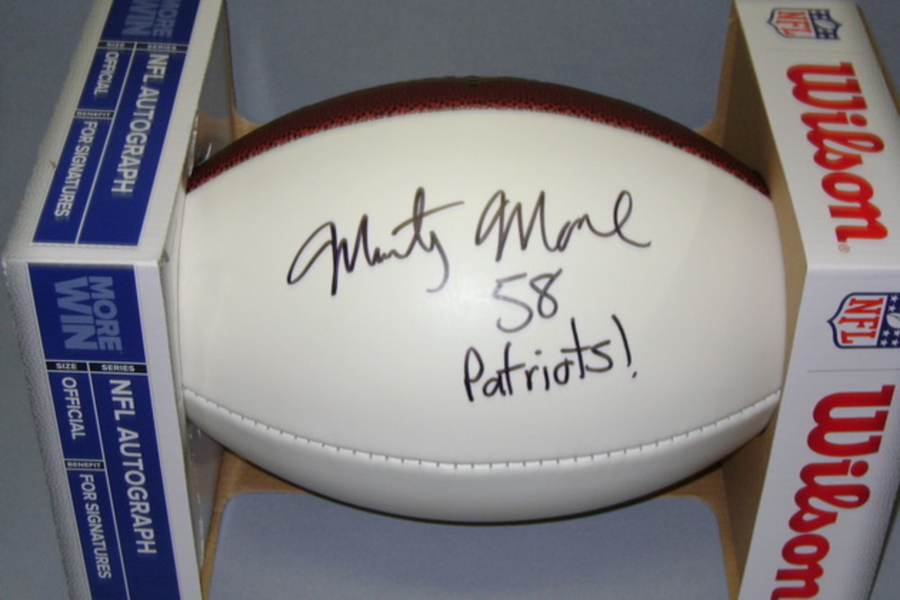 NFL - Patriots Marty Moore signed panel ball | The official auction ...
