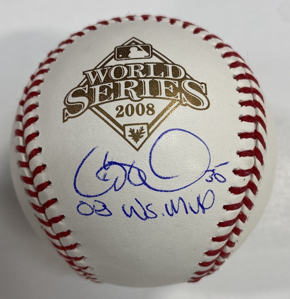 Cole Hamels Autographed "08 WS MVP" 2008 WS Logo Baseball | MLB Auctions