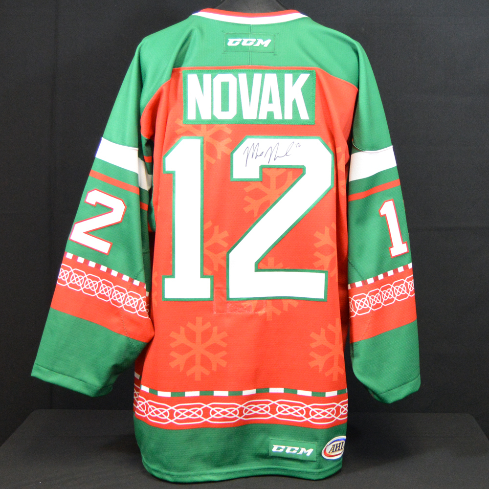 Max Novak Holiday Game-Worn Autographed Jersey - Albany Devils - NHL ...