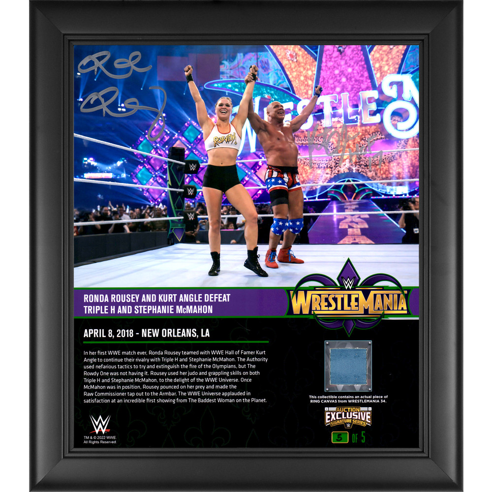 Kurt Angle and Ronda Rousey WWE Framed Autographed 15" x 17 ...
