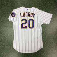 Jonathan Lucroy Autographed Home Retro Jersey EK637653 | MLB Auctions
