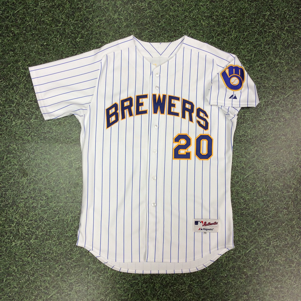 Jonathan Lucroy Autographed Home Retro Jersey EK637653 | MLB Auctions