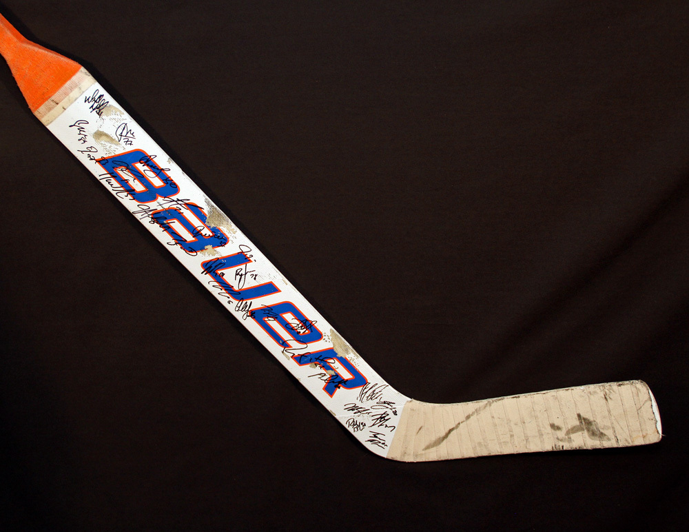 2013-14 Edmonton Oilers Team Signed Devan Dubnyk Game Used Bauer Goalie ...