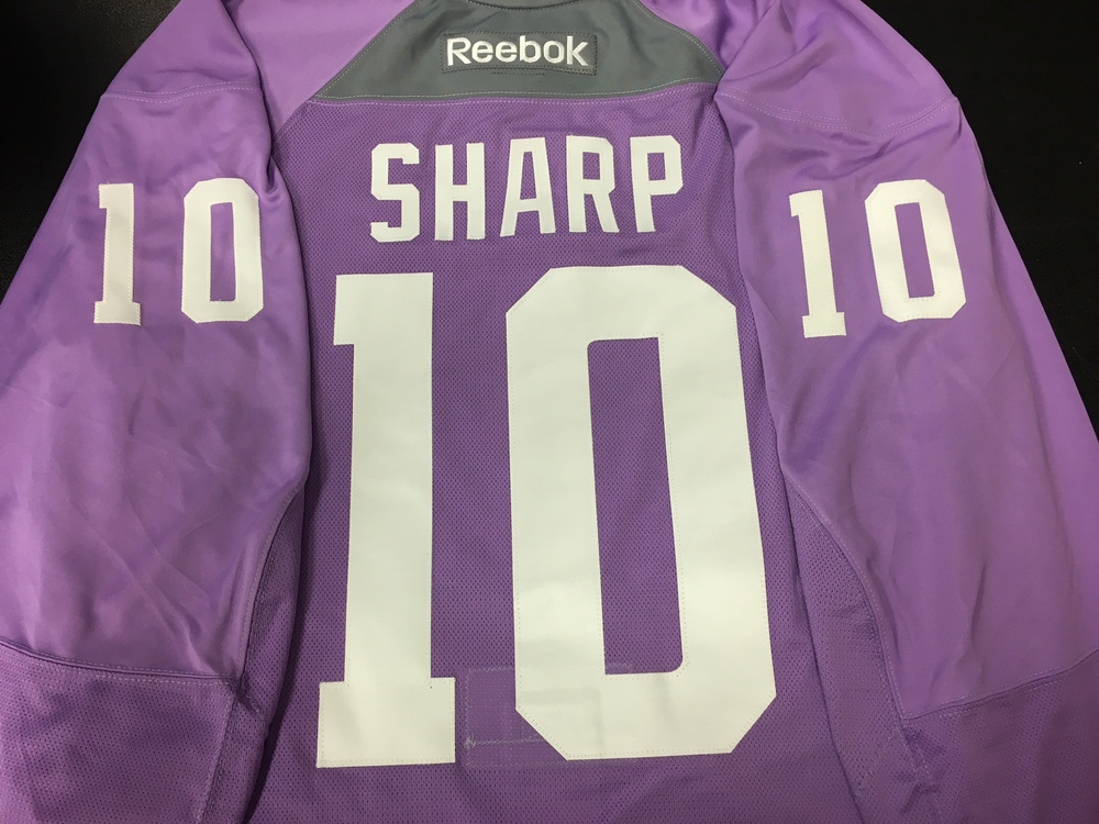 Dallas Stars, Patrick Sharp, warm-up signed Hockey Fights Cancer jersey ...