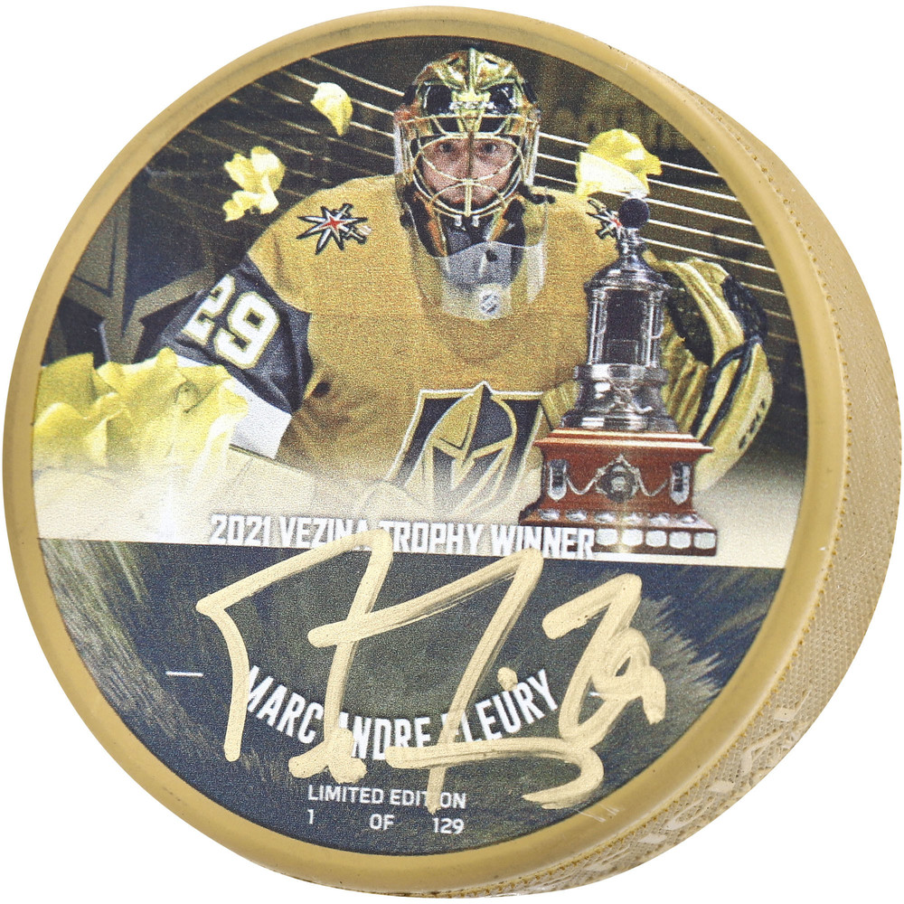 Marc-Andre Fleury Vegas Golden Knights Autographed Gold 2021 Vezina ...