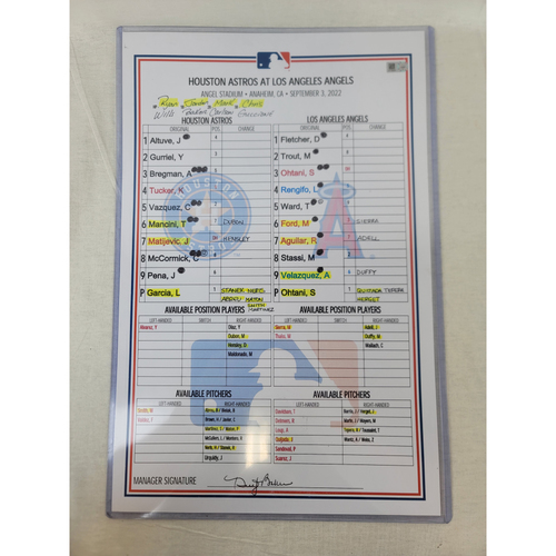 2022 Game-Used Line Up Card: Shohei Ohtani Start (400th Career ...