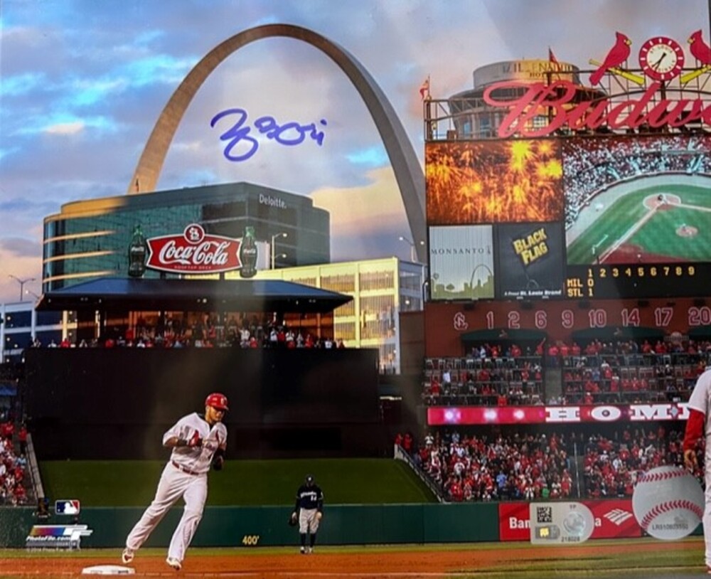 Yadier Molina Autographed 8x10 - Rounding Base | MLB Auctions