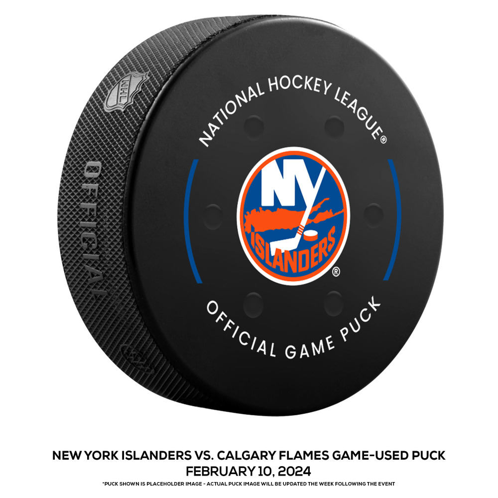 New York Islanders Game-Used Puck vs. Calgary Flames on February 10 ...