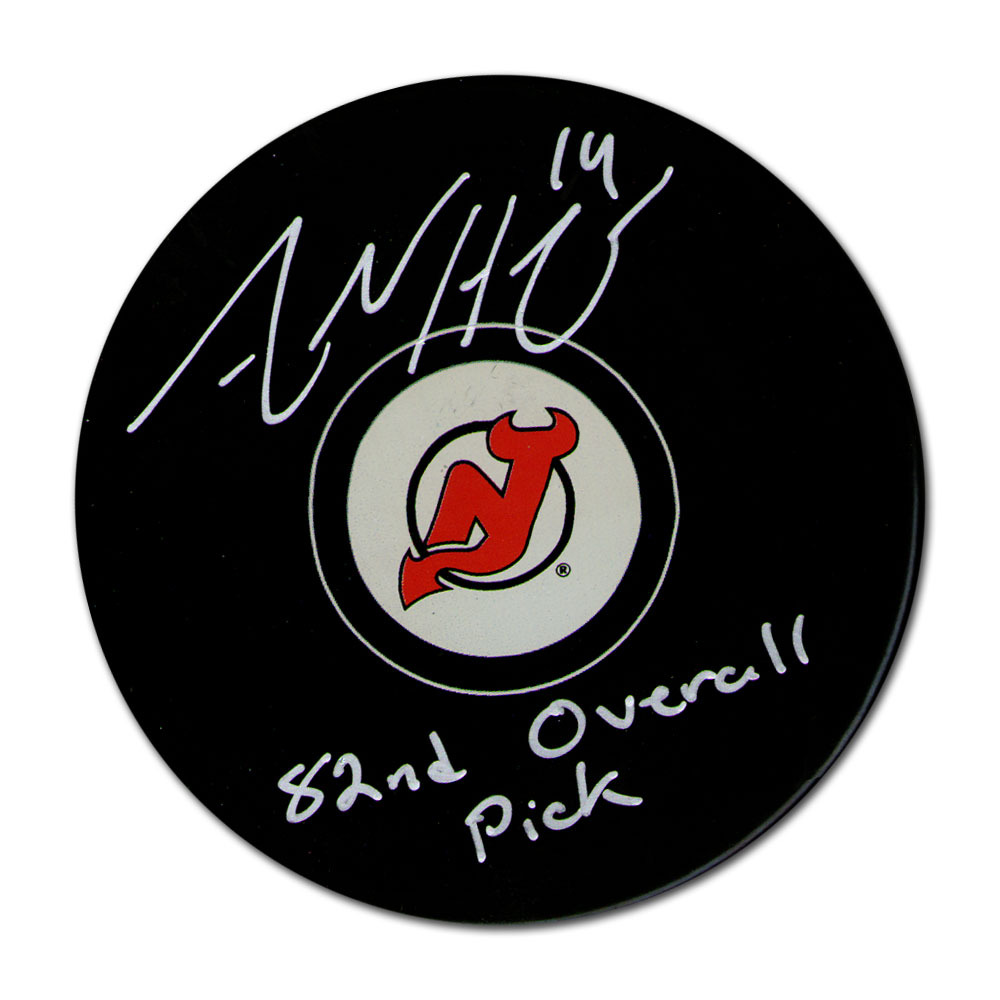 Adam Henrique Autographed New Jersey Devils Puck w/"82 Overall Pick ...