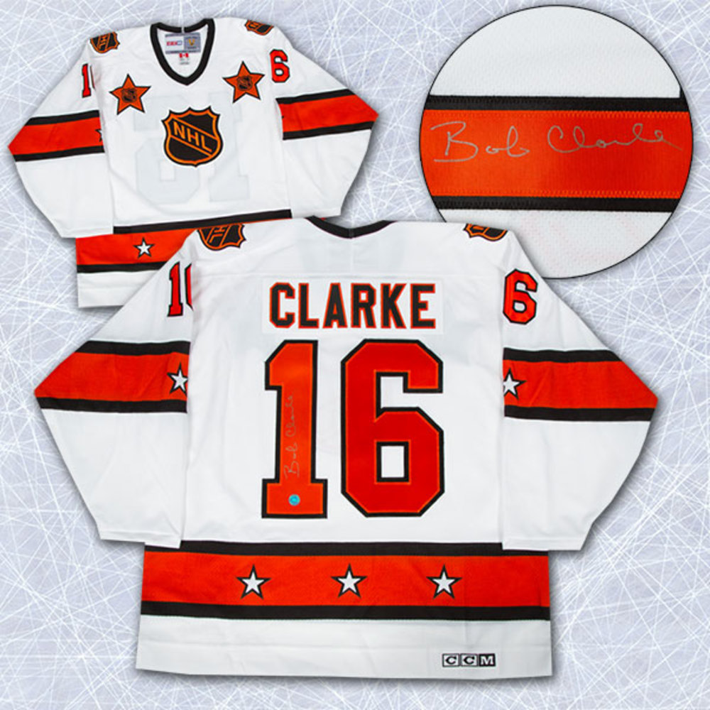 Bobby Clarke NHL All Star Game Autographed 1974 Retro CCM Hockey Jersey ...