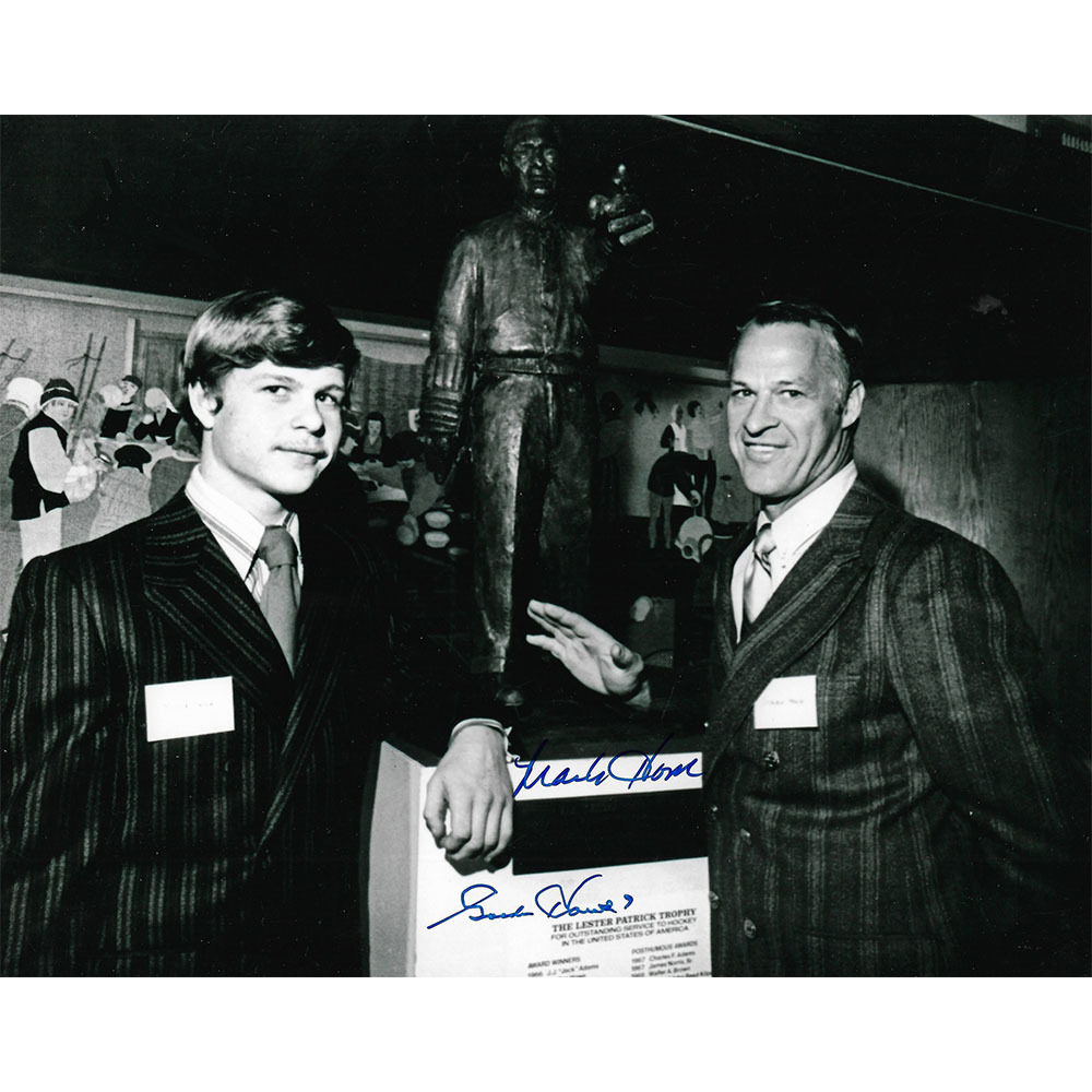 Gordie & Mark Howe Autographed 8X10 Photo w/The Lester Patrick Trophy ...