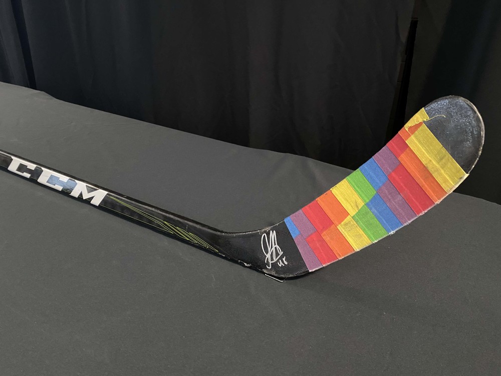 Jordan Martinook #48 autographed, warm-up used, Pride Taped stick - NHL ...