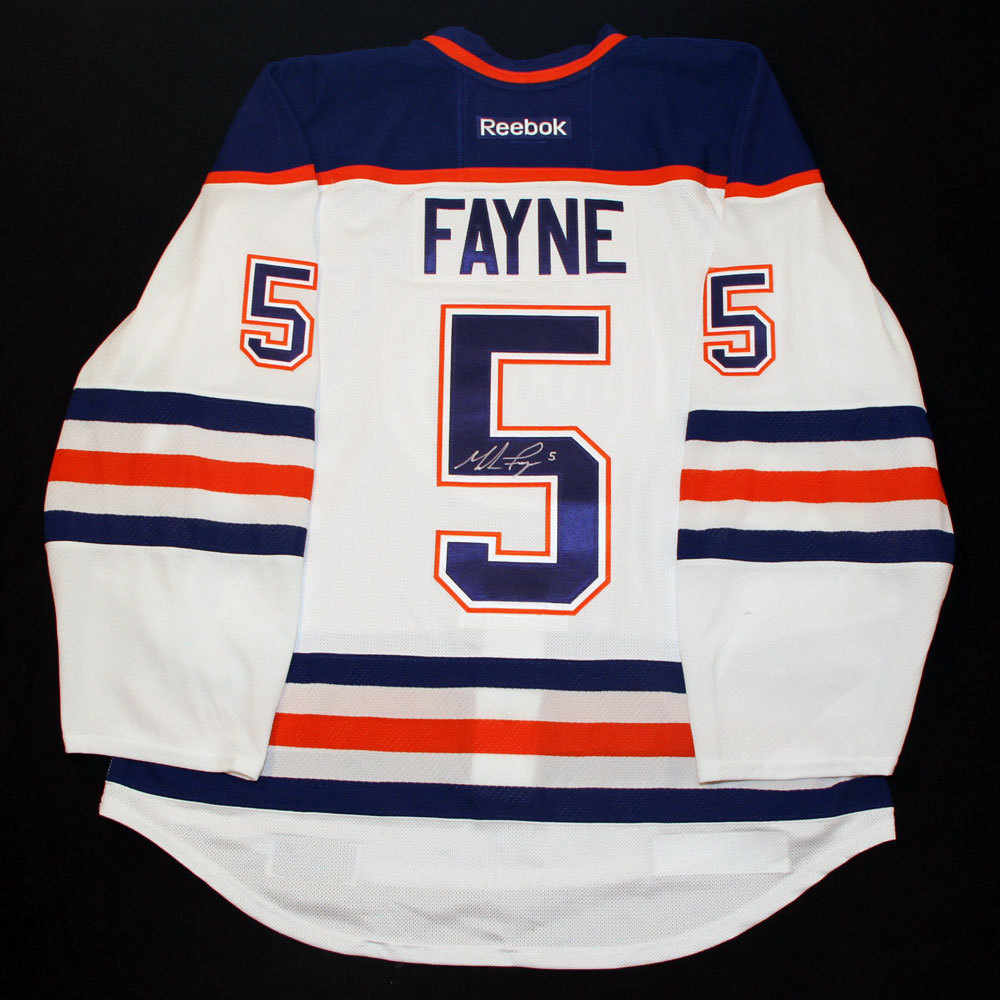 Mark Fayne #5 - Autographed 2014-15 Edmonton Oilers vs Calgary Flames ...
