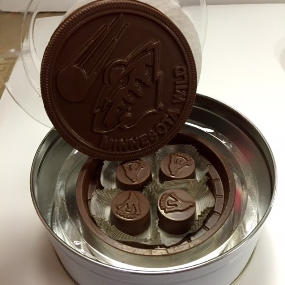#3 Charlie Coyle Signed, Chocolate Tin - NHL Auctions