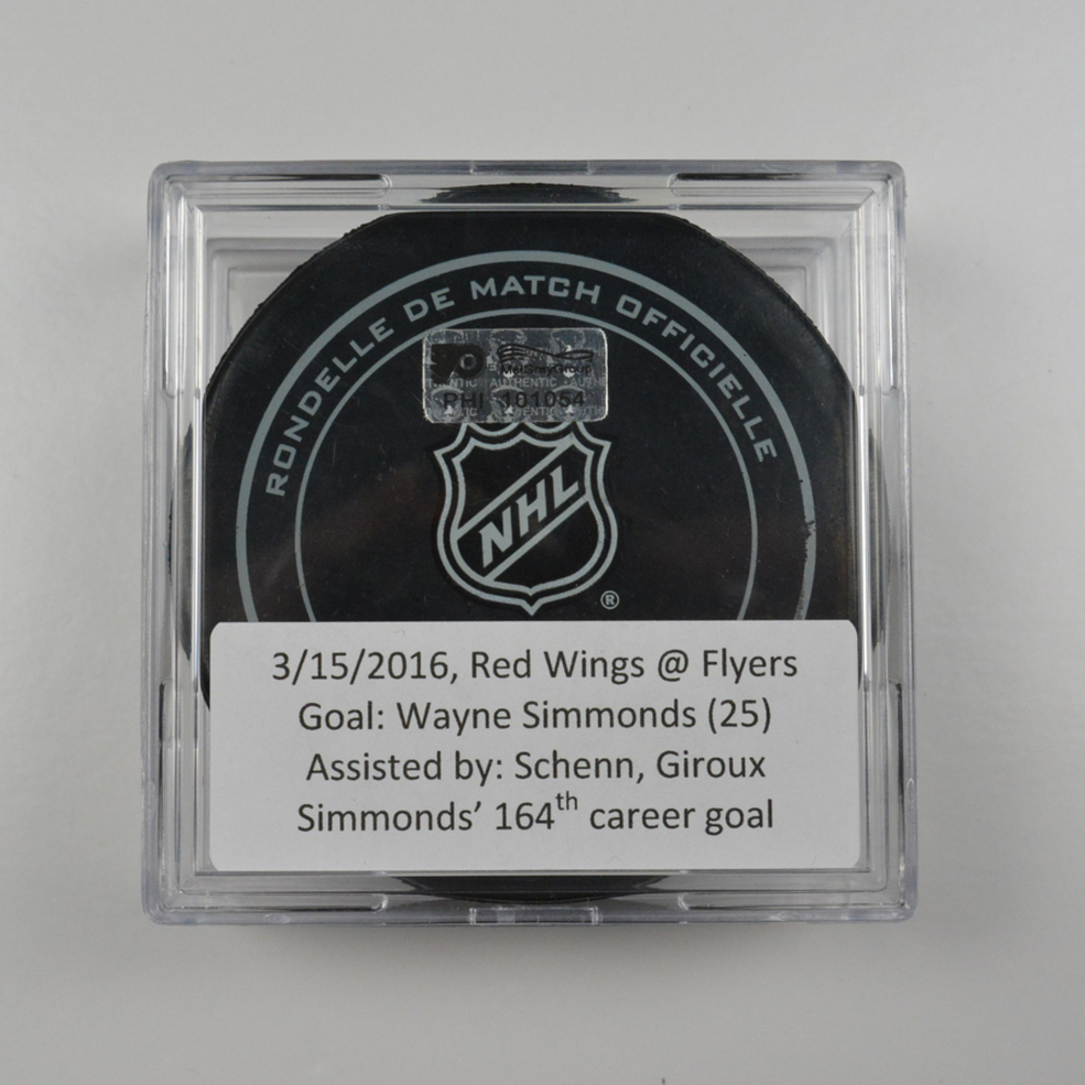 Wayne Simmonds - Philadelphia Flyers - Goal Puck - March 15, 2016 vs ...