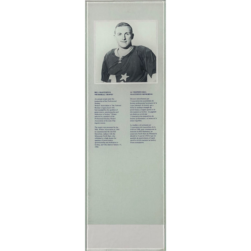 Bill Masterton Memorial Trophy Plexiglass Plaque - Once on Display in ...