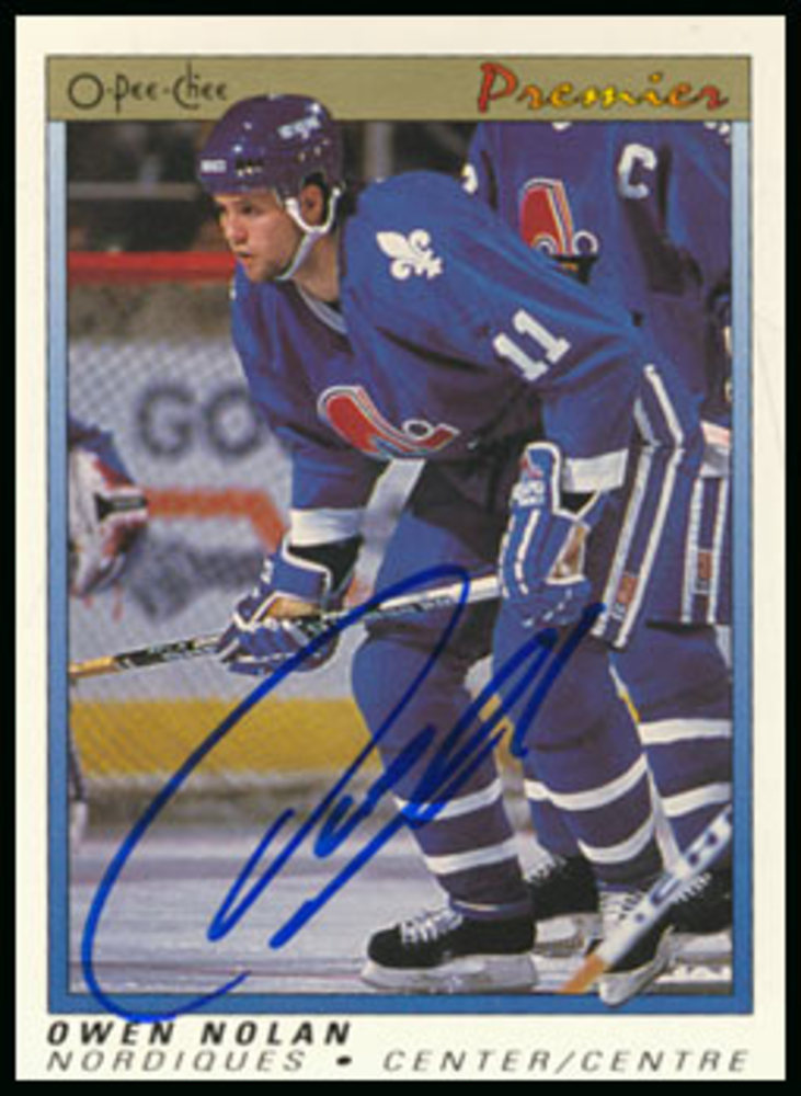Owen Nolan Autographed 1990 OPC Premier Rookie Card - Quebec Nordiques ...