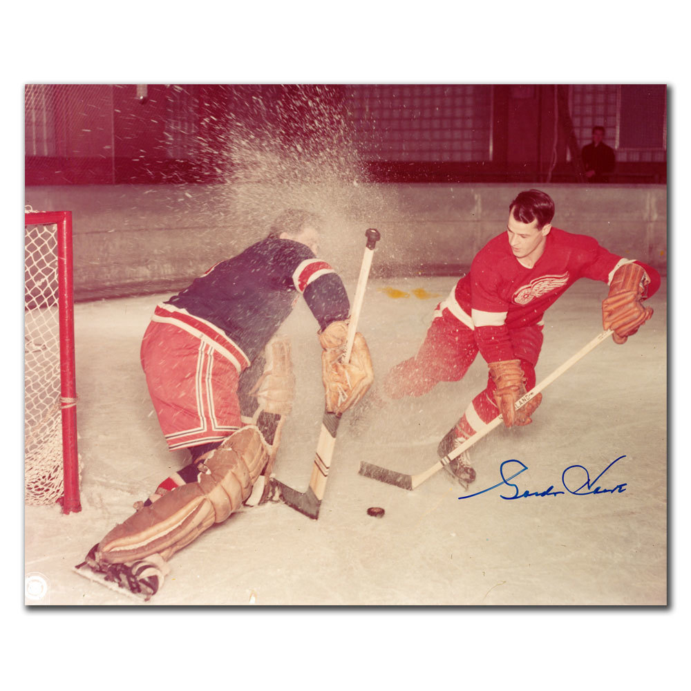 Gordie Howe Detroit Red Wings vs Chuck Rayner Autographed 8x10 - NHL ...