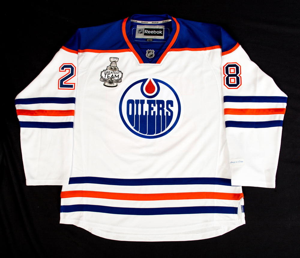 Larry Melnyk #28 - Autographed 1984-85 Edmonton Oilers NHL Centennial ...