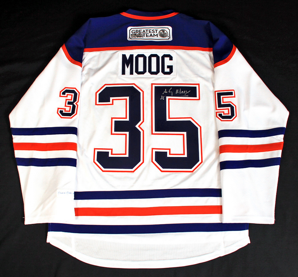 Andy Moog #35 - Autographed 1984-85 Edmonton Oilers NHL Centennial ...