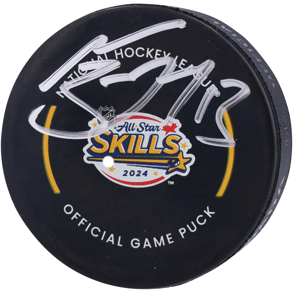 Mathew Barzal Autographed Event-Used Puck from the Passing Challenge ...