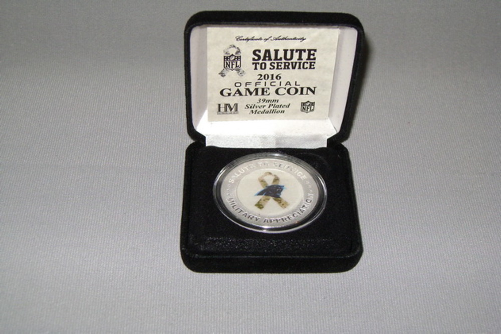 NFL Auction | PANTHERS - STS GAME USED FLIP COIN W/ STS RIBBON LOGO VS ...