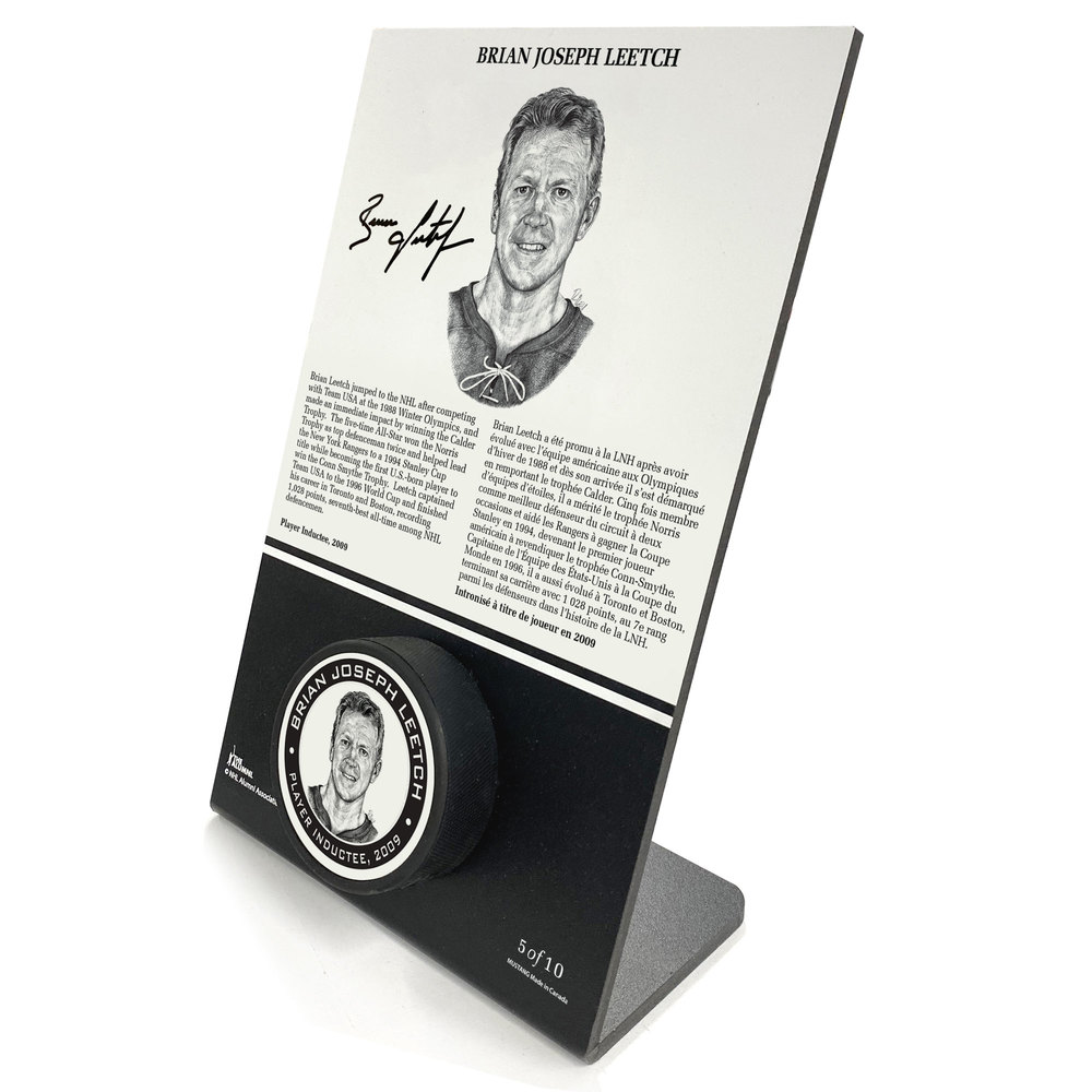 Brian Leetch Autographed Legends Line Honoured Member Puck Stand ...