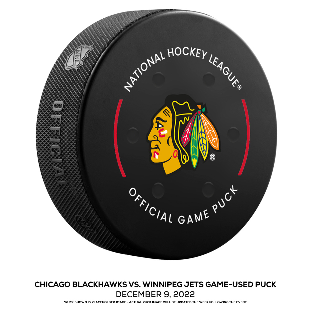 Chicago Blackhawks Game-Used Puck vs. Winnipeg Jets on December 9, 2022 ...