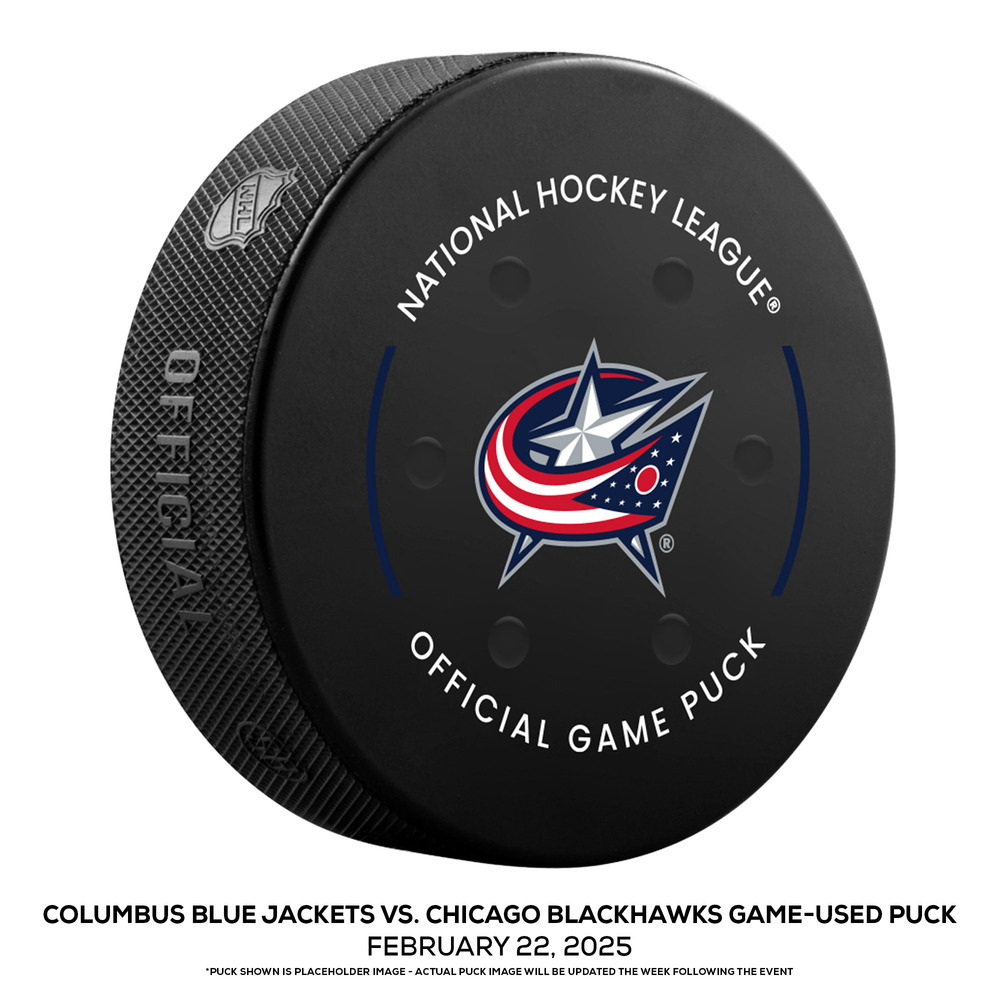 Columbus Blue Jackets Game-Used Puck vs. Chicago Blackhawks on February ...
