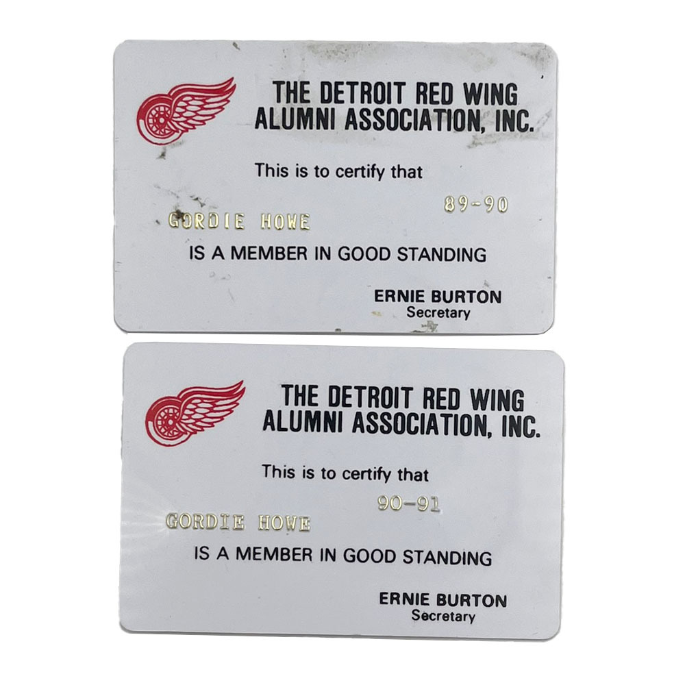 Gordie Howe's Detroit Red Wings Alumni Association Membership Cards ...