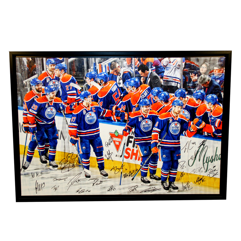 2016-17 Edmonton Oilers Team Autographed & Framed Oilers Goal ...