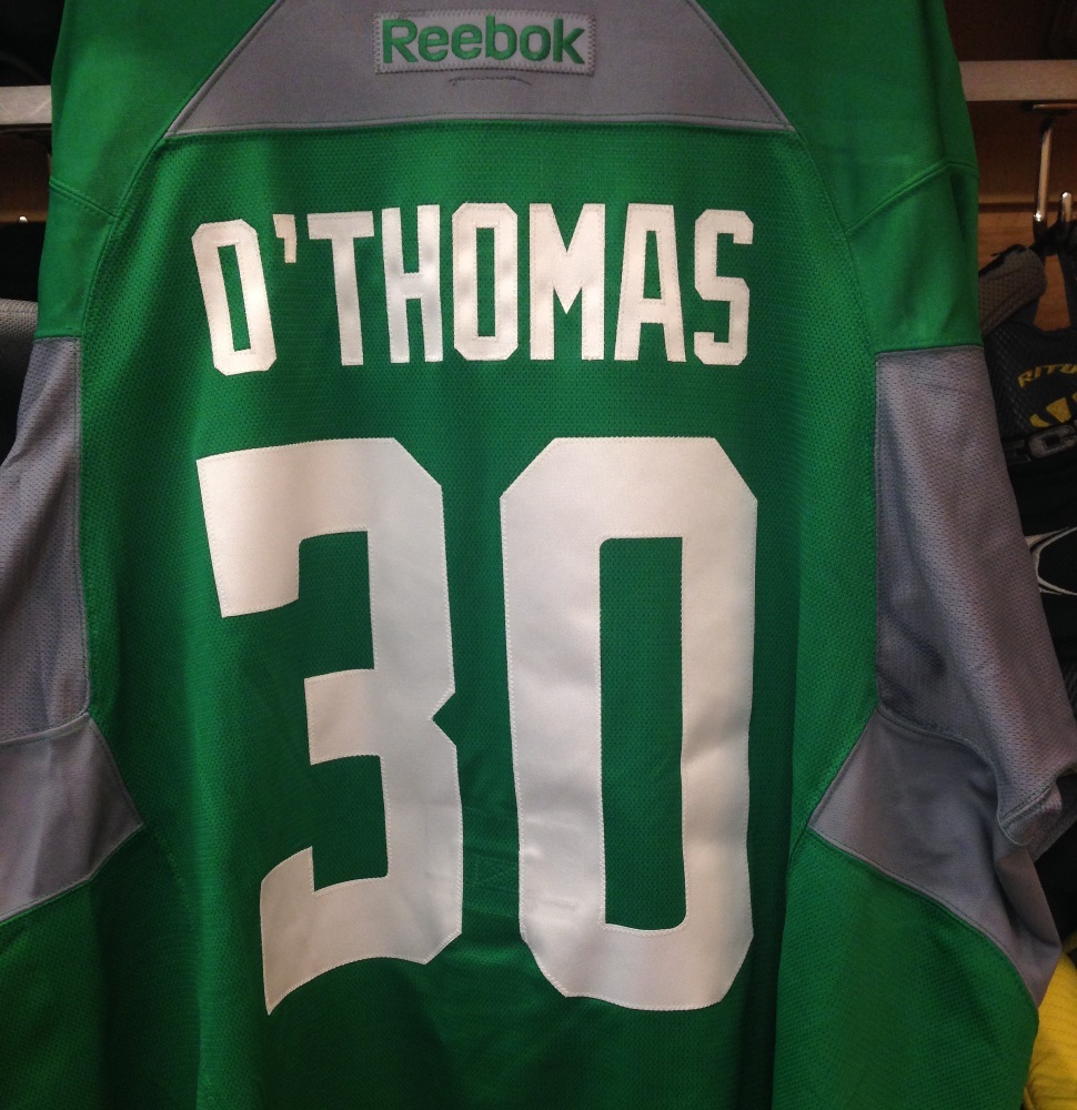 Dallas Stars' Tim Thomas' "O'Thomas" Warm-up St. Patty's Day Jersey ...