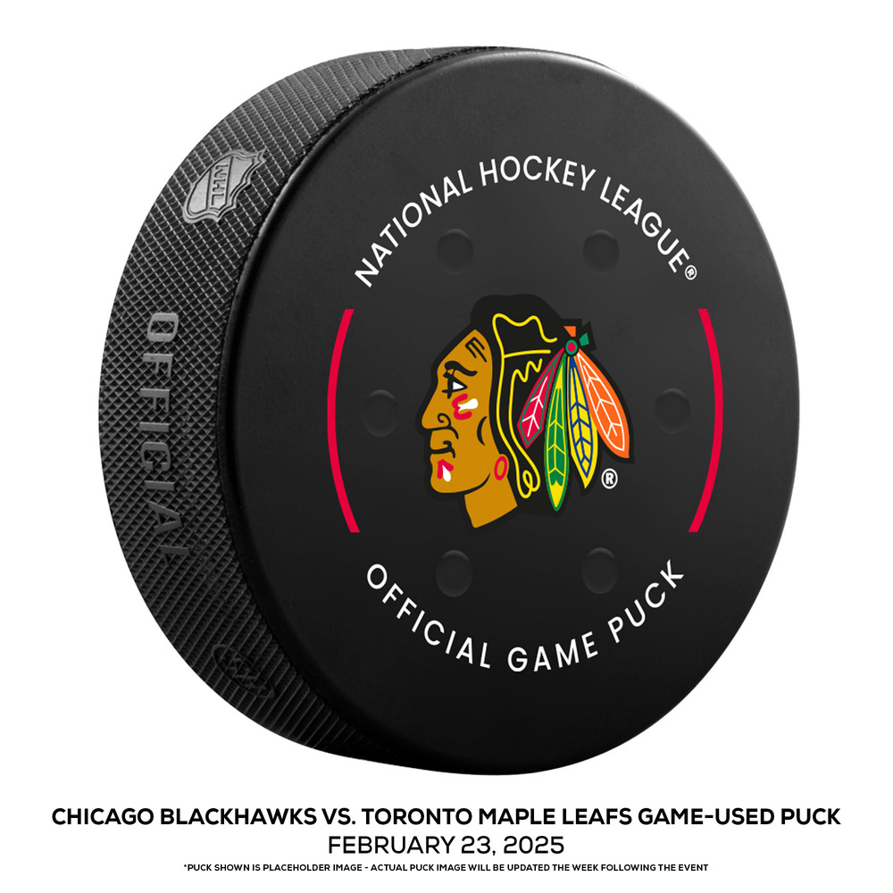 Chicago Blackhawks Game-Used Puck vs. Toronto Maple Leafs on February ...
